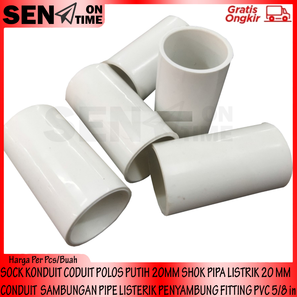 PUTIH Plain White CONDUIT SOCKET 20MM Electrical PIPE Shock 20MM SOK ...