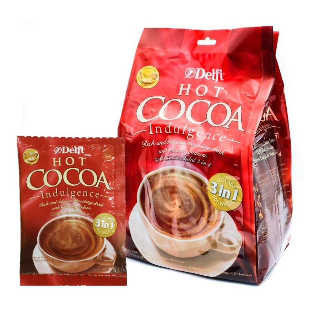 Delfi HOT COCOA Indulgence 500gr (20 Sachets) Hot Chocolate Drink 3in1 ...