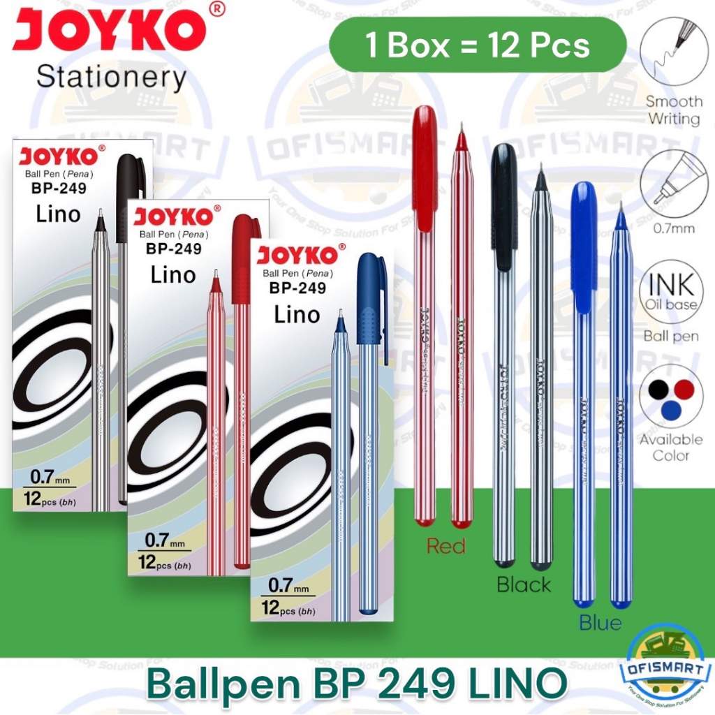 Joyko Pen BP-249 Lino 0.7mm | @1Ktk=12PCs | Shopee Malaysia