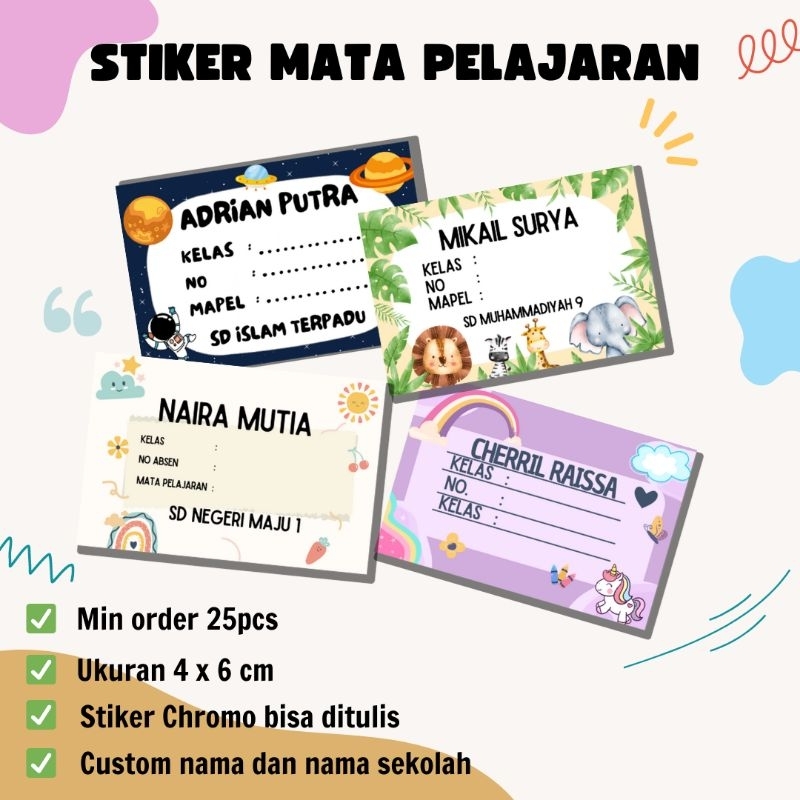 MATA Subject Name Sticker MAPEL Sticker AESTHETIC Book Name Sticker ...