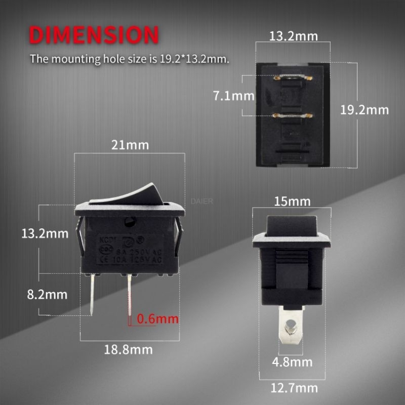 5 pcs ON OFF Rocker Switch 2 Pin stabilizer Switch 2 feet | Shopee Malaysia