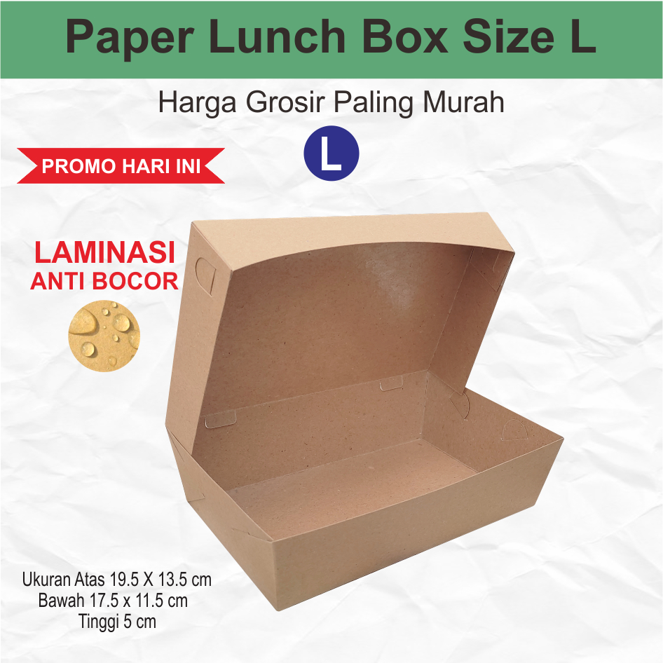 Lunch Box Size L 290gsm Paper Lunch Box Brown Paper Box Food Dus Kraft ...