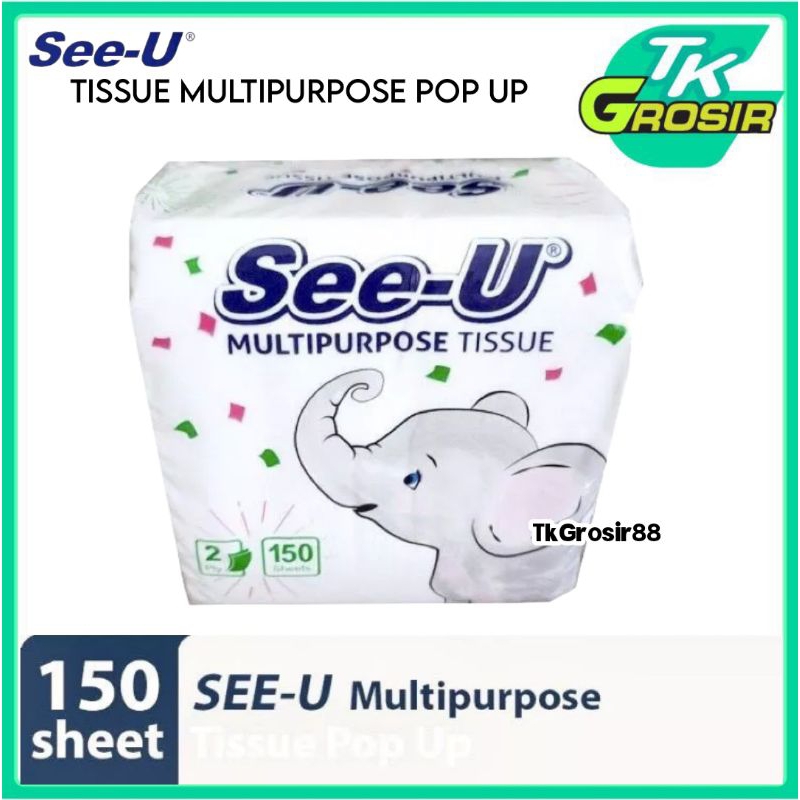 1 Box See U Multipurpose Pop Up Tissue 150 Sheets 1 Ply/Elephant Tissue ...