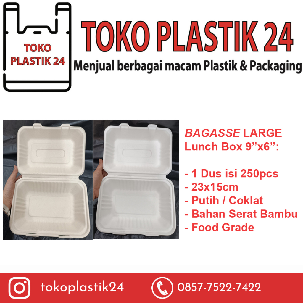Bagasse LUNCHBOX LARGE 9inch KOREAN BENTO CAKE BOX/KOREAN CAKE BOX (PER ...