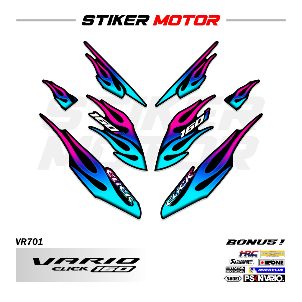 Vr701 STRIPING VARIO 160 Variations Of FIRE MOTIF STICKER HONDA CLICK ...