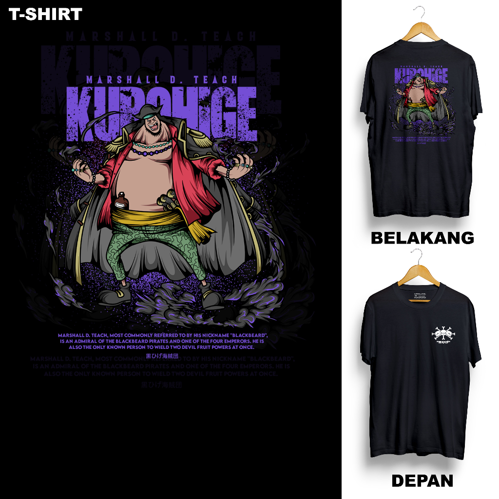 Kurohige - ONE PIECE ANIME MOTIF Adult T-Shirt OP MARSHALL D. Character ...