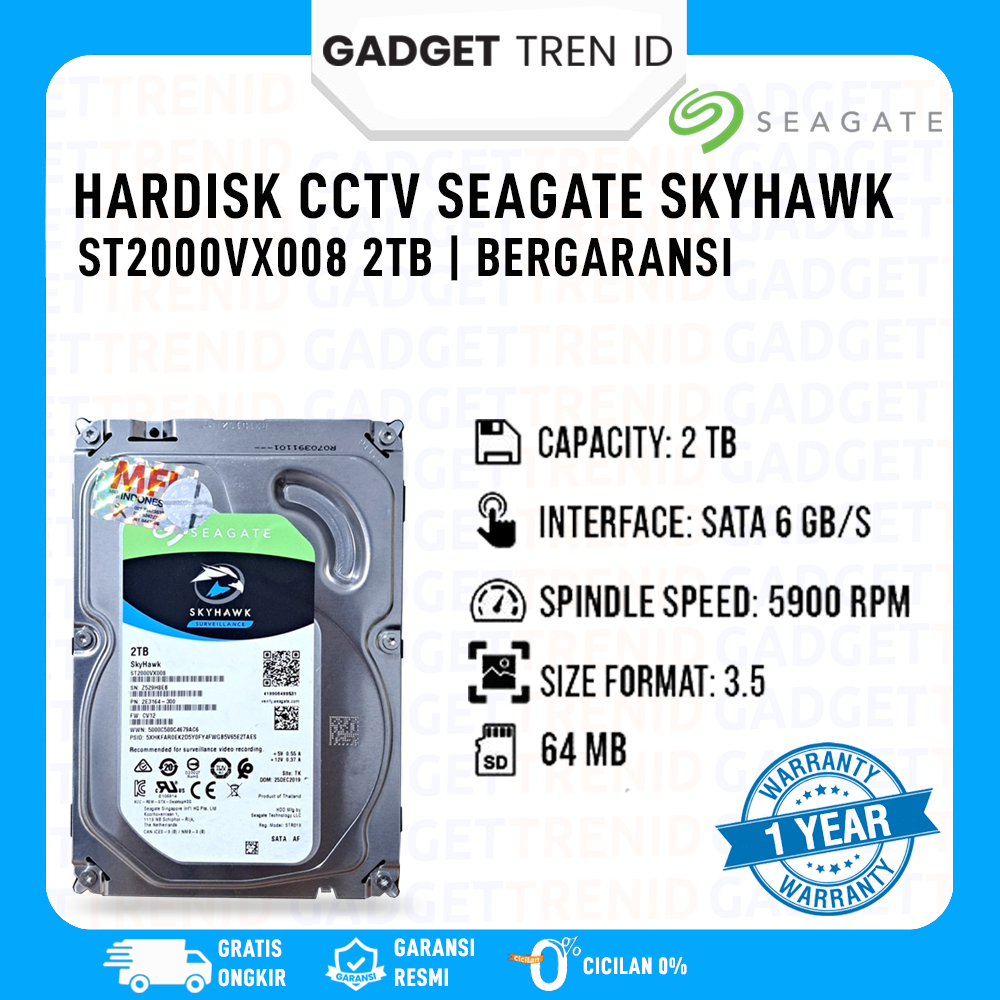 Seagate Skyhawk Hardisk ST2000VX008 2TB 1 Year Warranty | Shopee Malaysia