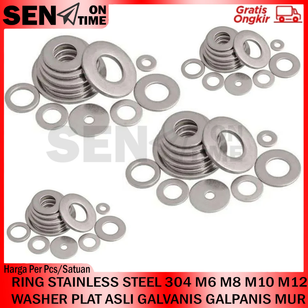 Ring STAINLESS STELL 304 M6 M8 M10 M12 WASHER ORIGINAL PLATE GALVANIZED GALPANIS GALVANIZ PAIR ...