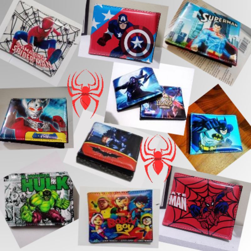 Boys' Wallets with Superhero Characters Batman, Spiderman, Boboboy ...