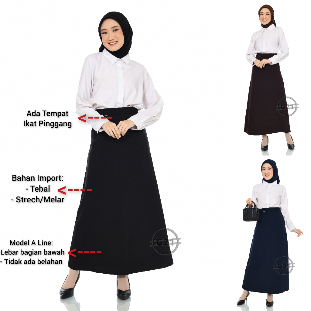 HITAM Women's Long Work Skirts Long Black Skirts A Line Umbrella Skirts ...