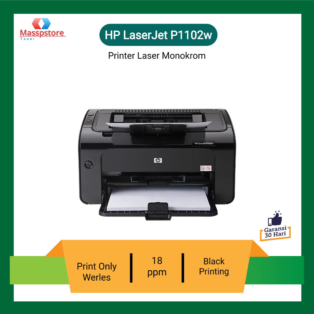 HITAM PUTIH Hp laserjet P1102w Wireless werles Monochrome printer ...