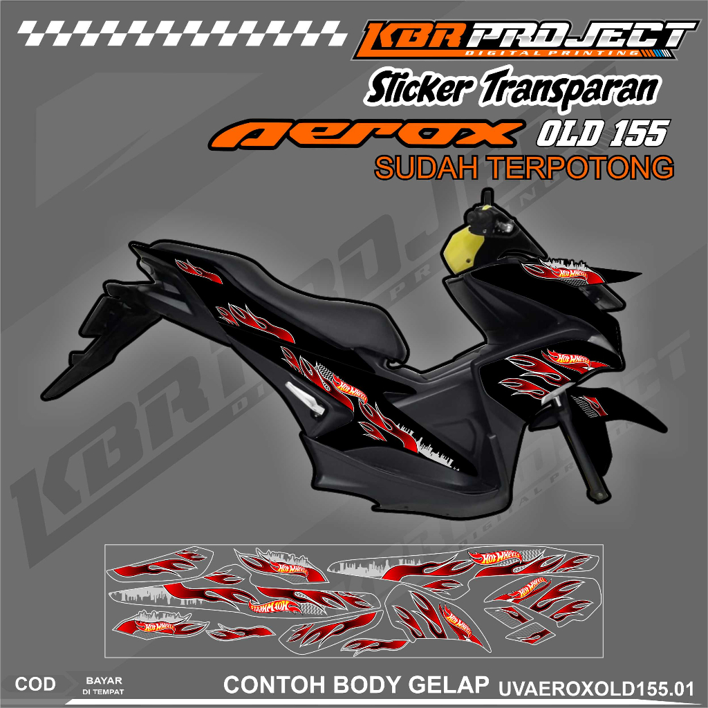 Aerox OLD 155 Transparent STRIPING Sticker PREMIUM Cool Motorcycle Trim ...