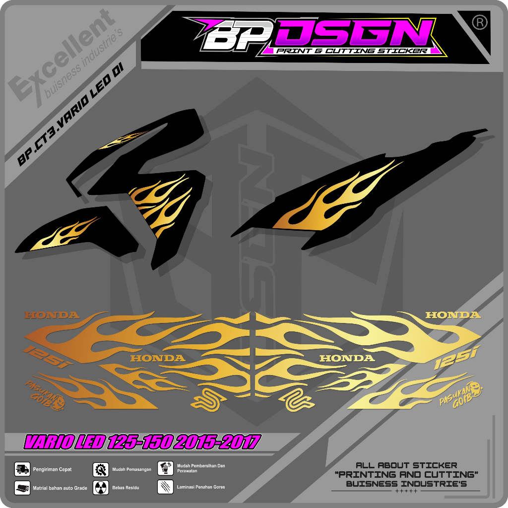 Sticker CUTTING VARIO LED 125 150 2015-2017 API - CUTTING STICKER VARIO ...