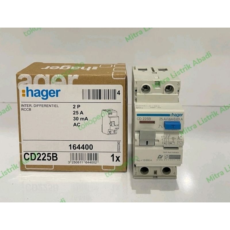 ELCB RCCB HAGER 2P 25A 30MA CD225B | Shopee Malaysia