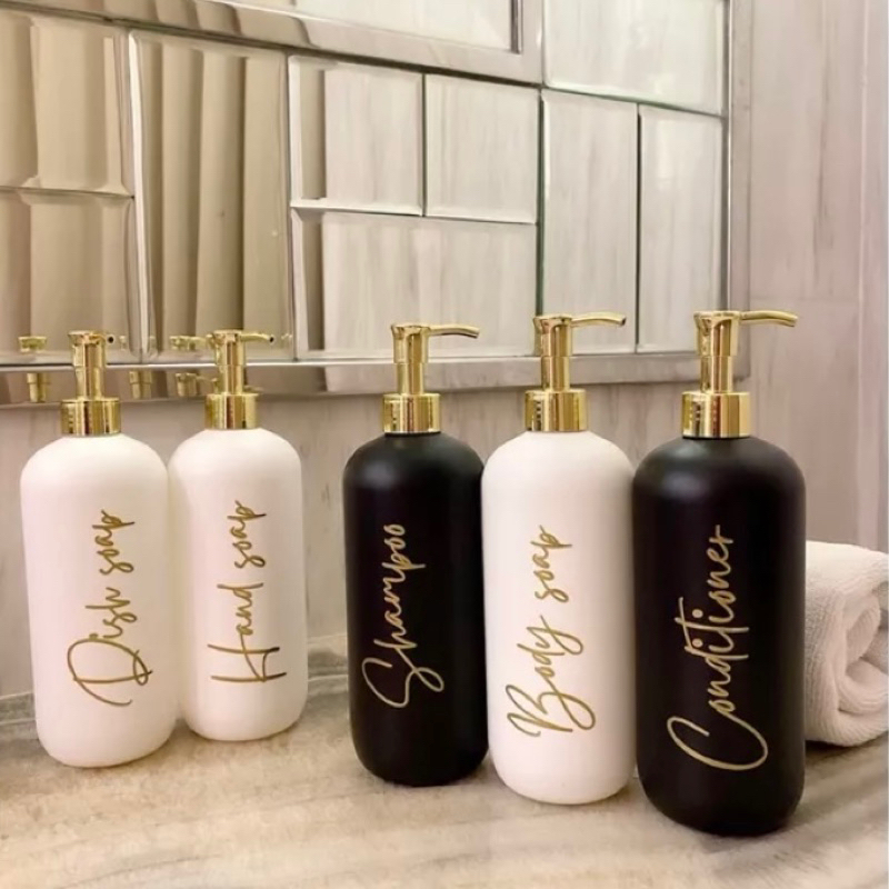 Glossy DOFF AESTHETIC BOTTLE 500ML MINIMALIST REFILL ORGANIZER LIQUID ...