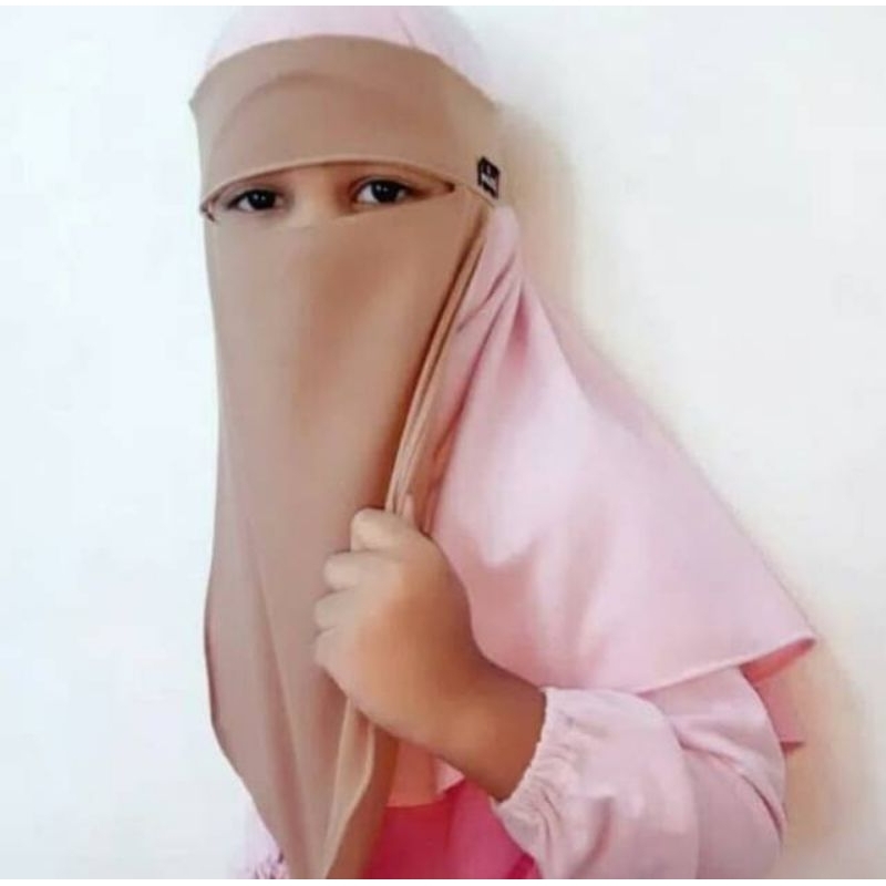 Two Layer Children's Bandana Veil With Babydoll Niqab Nikob | Shopee ...