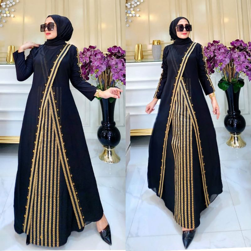 TURKEY ABAYA GAMIS CROSS ARROW MODEL BLACK ABAYA MUSLIM GAMIS UMROH ...