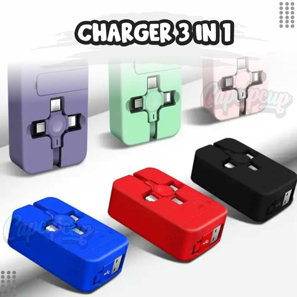 Charging Cable 3 In 1 Charger Micro USB Type-C Fast Charging With ...