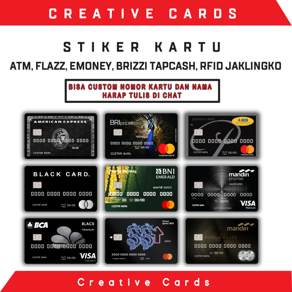 Atm Skin CARD Sticker Sticker - FAKE PRIORITAS (AMERICAN EXPRESS, BCA ...
