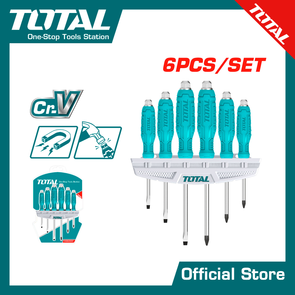 Total screwdriver Set 6 pieces go-through screwdriver THGSS35061 6PCS ...