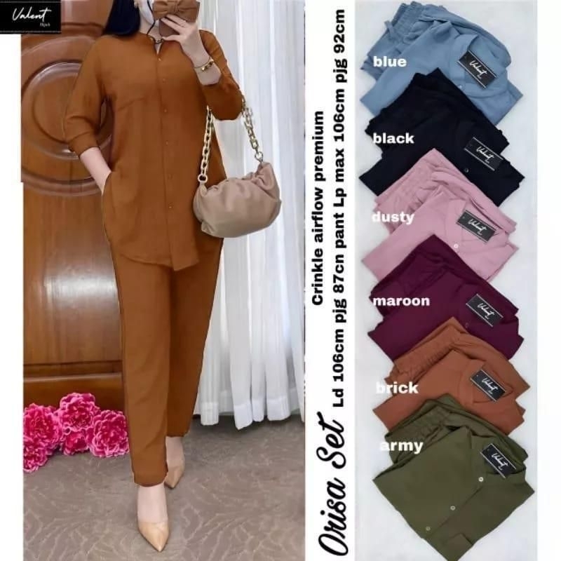 One set Qrisa Crinkle set Top And Bottom Crinkle Qrisa | Shopee Malaysia