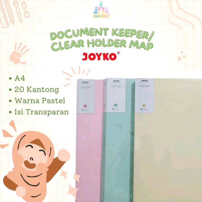 Document Keeper/Clear Holder Folder A4 contains 20 Joyko Pastels ...