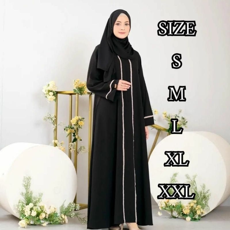 HITAM Elmera abaya Arabian Black Newest 2024 dress muslimah syari polos ...