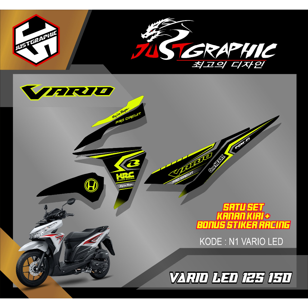 Semifull VARIO LED 125-150 sticker, simple cool racing design, code N1 ...
