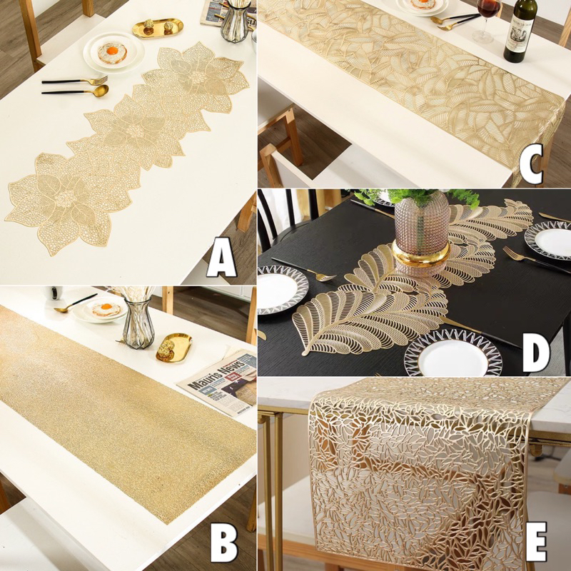 Pvc Gold Table Runner, long tablecloth, Gold plastic pvc placemats ...