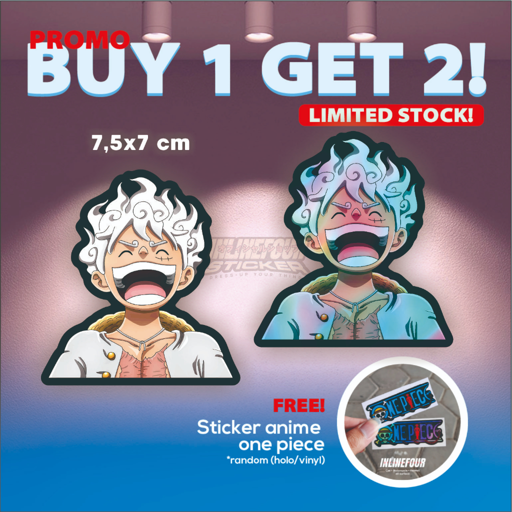 Anime Hologram Sticker - One Piece Monkey D. Sticker Luffy Head Straw ...