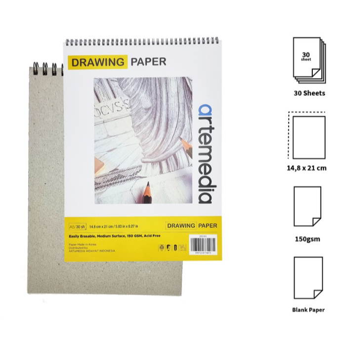 Artemedia Drawing & Sketchbook 150 gsm Drawing Paper Book A5 A4 Wire ...