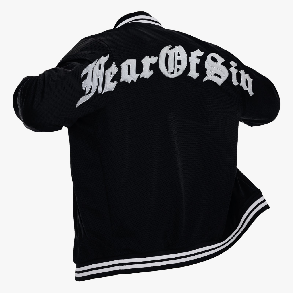 HITAM Varsity Baseball Jacket FULL Embroidery Men Women Fleece Material ...