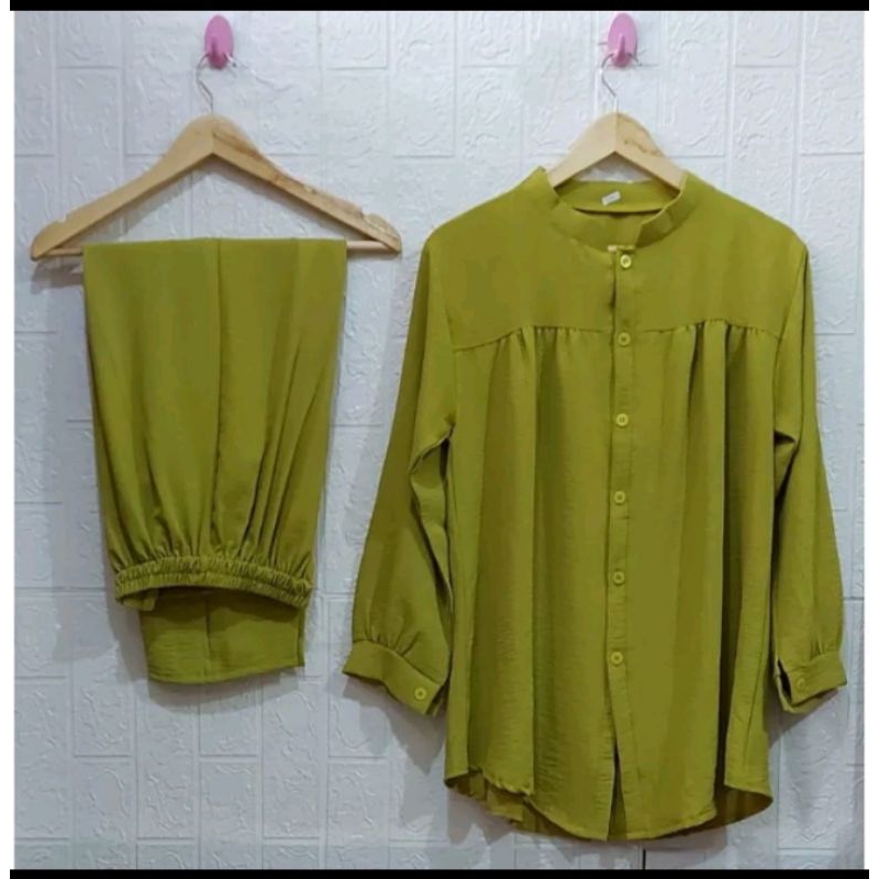 One SET RAYON CRINKLE AIRFLOW SET Shanghai Neck // AIRFLOW CRINKEL ...