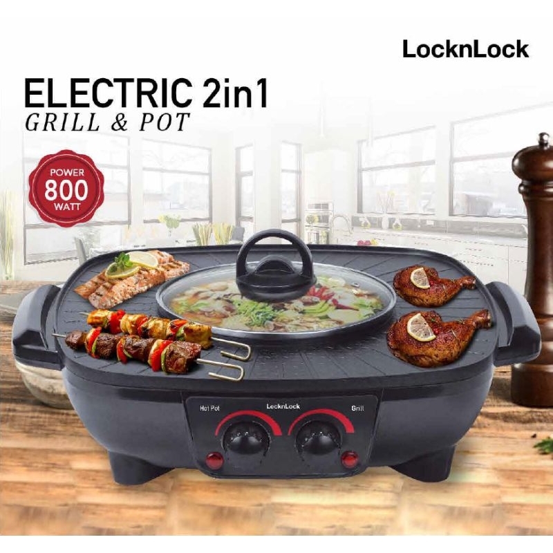 Locknlock LOCK&LOCK Electric 2in1 GRILL & POT EJG256BLK (Cardboard ...