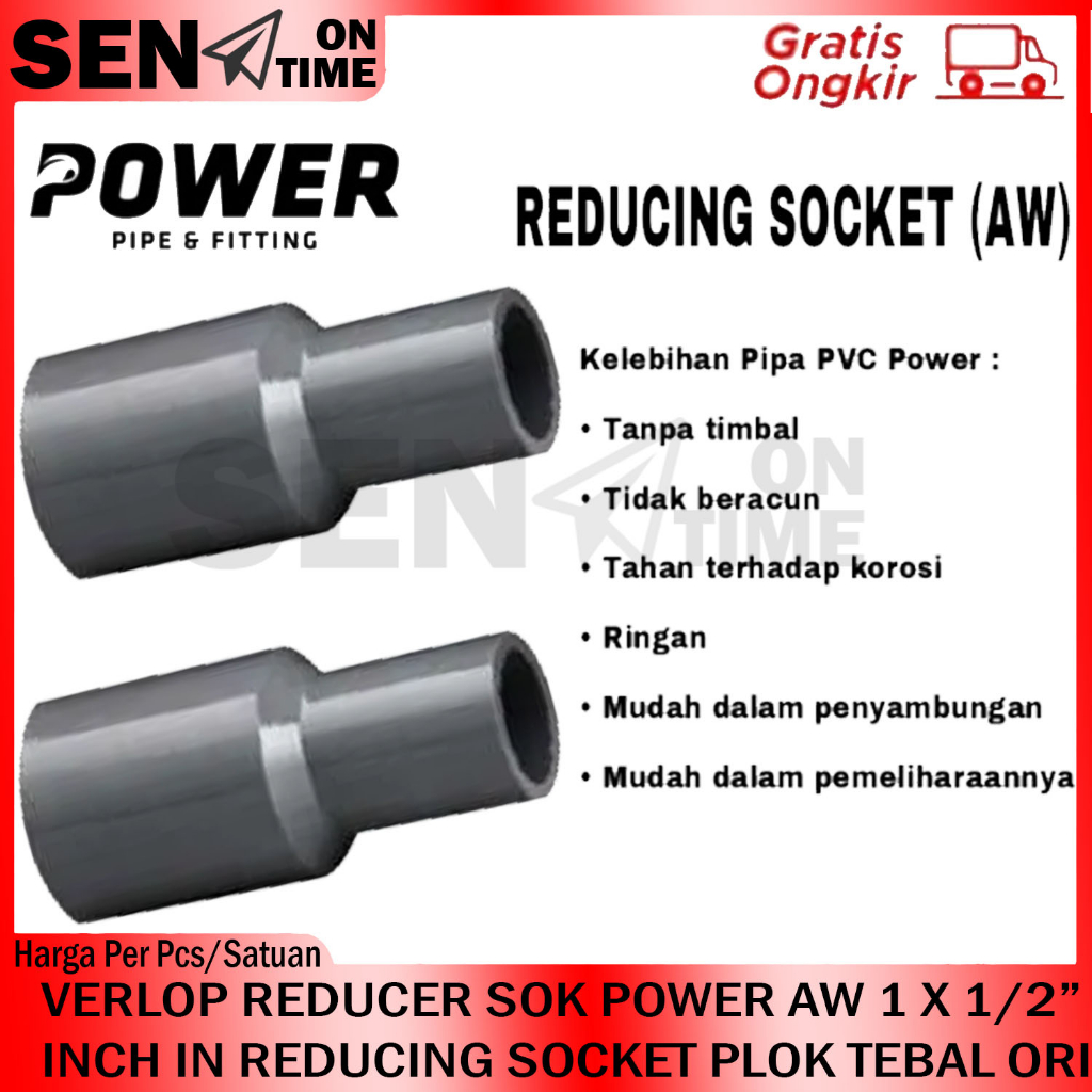 Reducing SOCKET REDUCER SOK POWER 1 x 1/2" INCH AW VERLOP VLOK PLOK ...