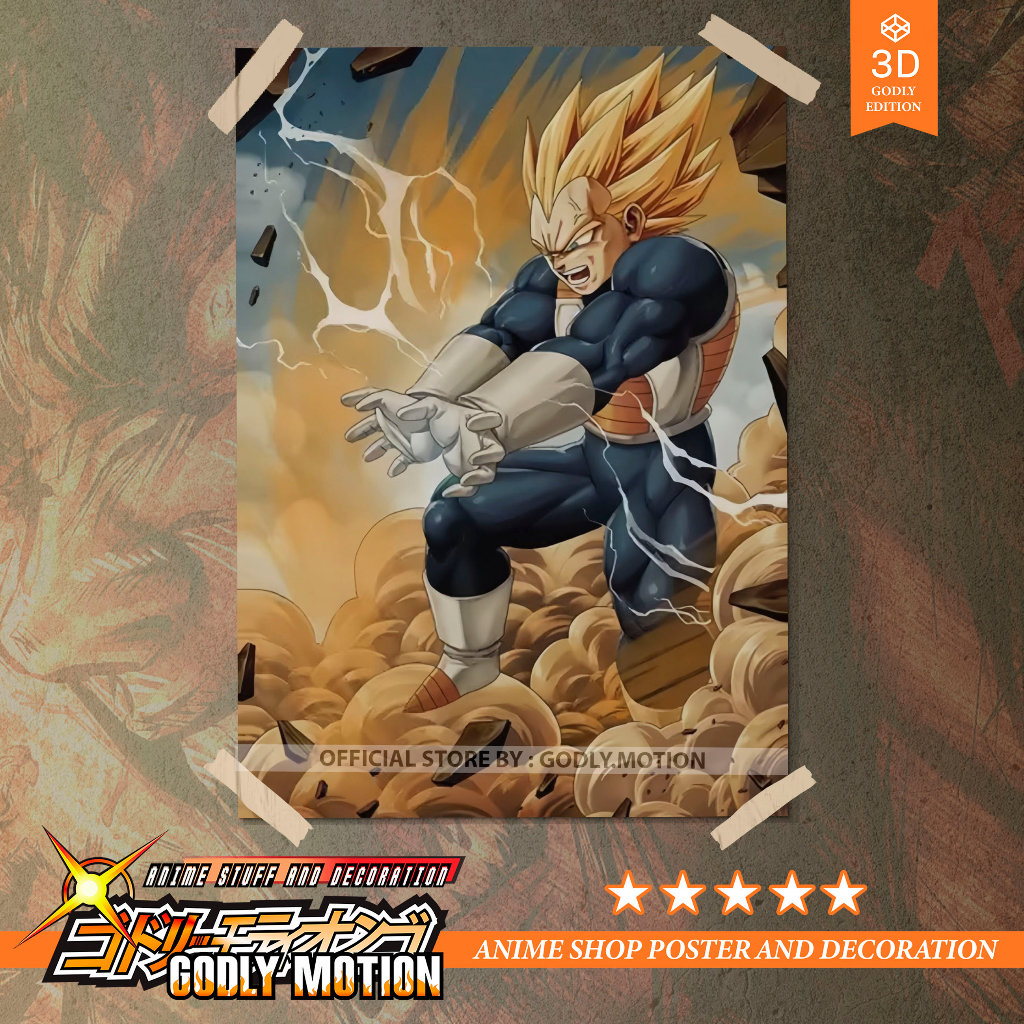 3d MOTION POSTER - VEGETA'S DRAGONBALL - Movable ANIME POSTER | Shopee ...