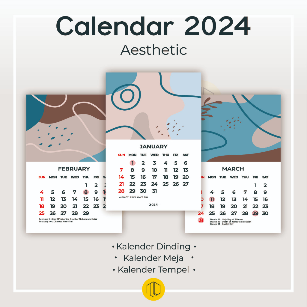 2024 Calendar/AESTHETIC Sitting Calendar 2024/2024 spiral Calendar/2024 ...