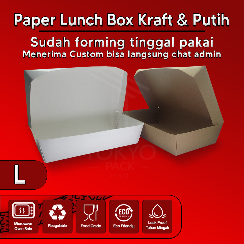 PUTIH Paper Lunch Box Size L Food Grade White Box Food Packaging ...