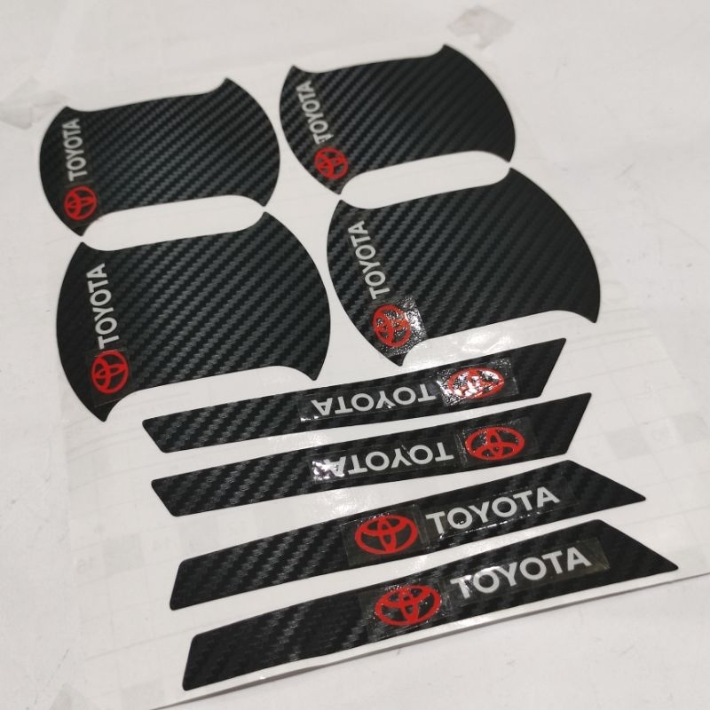 Anti-scratch outer handle car Sticker, carbon protector, Toyota logo ...