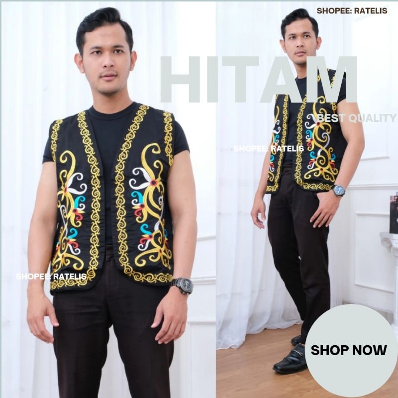 Dayak motif Embroidery vest borneo motif vest ulu kenyah People's ...