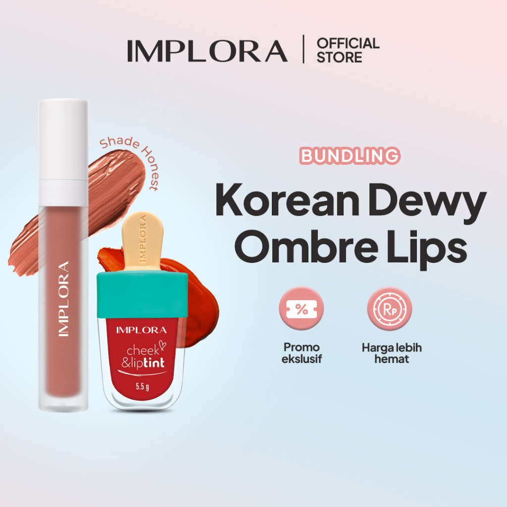 Implora Korean Dewy Ombre Lips (Honest Lip Velvet+Lip Tint) | Shopee ...