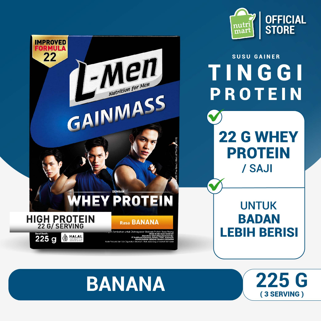 L-Men Gain Mass Banana 225 grams - High Whey Protein Muscle Mass ...