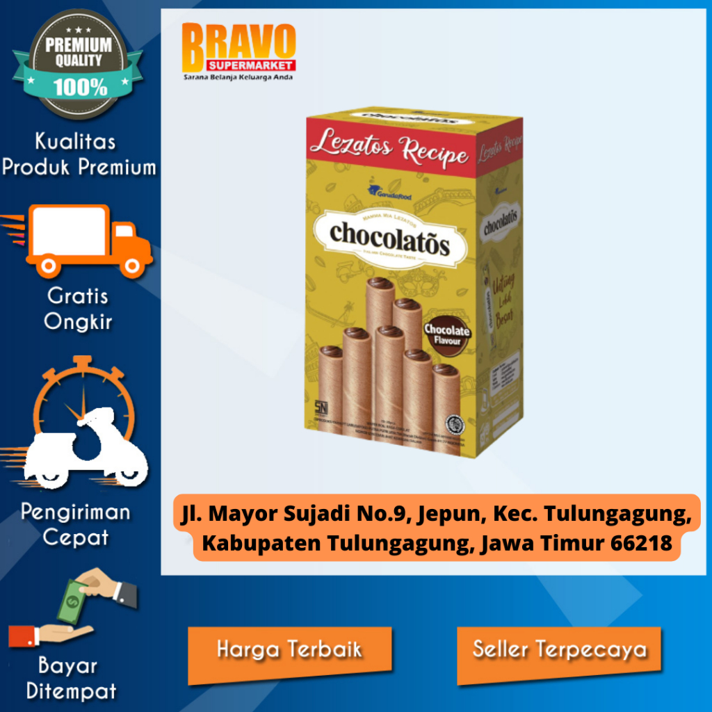 Bravo Supermarket Tulungagung - Chocolatos Wafer Stick Chocolate 14gr x ...