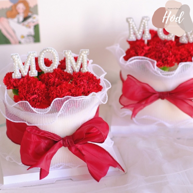 Lace Cake Decoration with Mom Writing Bouquet Lace Topper Model for ...