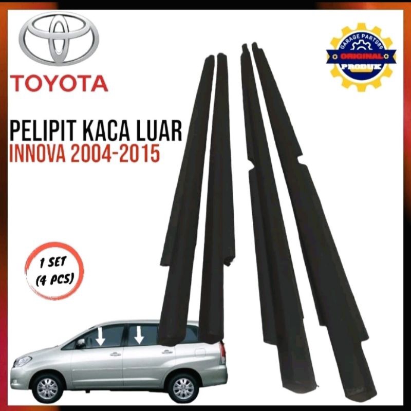 HITAM 1set Toyota Innova 2004-2015 Outer Glass Seams original black pnp ...