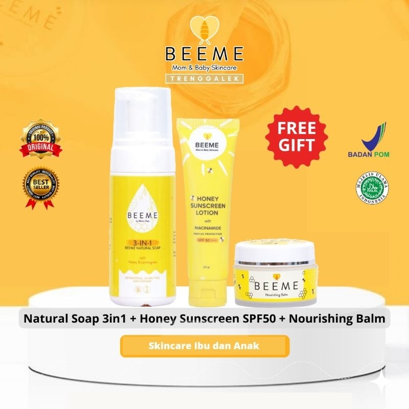 Beeme Nourishing Balm + Natural Soap 3in1 Package + Honey Sunscreen ...