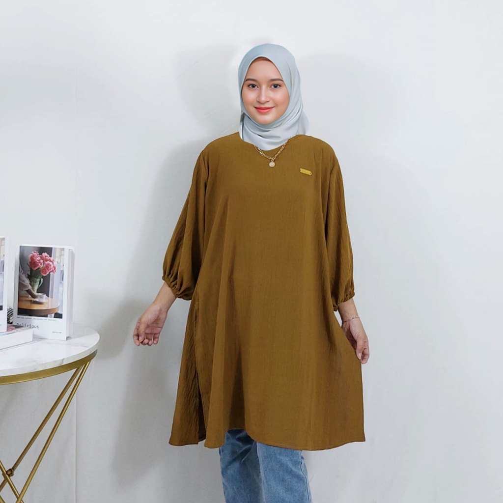 Women's Premium Pleated Plain Tunic Top 86 IB35 MONTYFASHION | Shopee ...