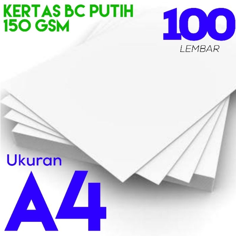 PUTIH [100 Lbr] BC Paper White 150 gsm A4 Size | Contents 100 Sheets ...