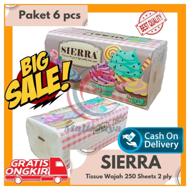 [Package Contains 6 pcs] Sierra Tissue 250 sheets 2 ply | Facial tissue ...