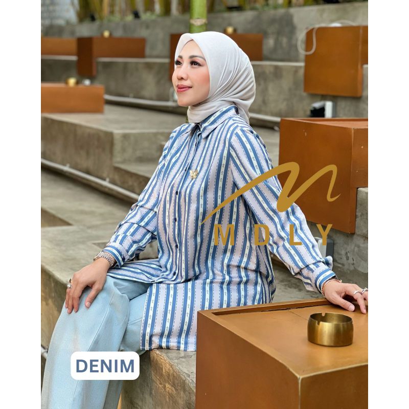KEMEJA Latest women's Shirt Trisha Signature Strips Shirt by Mdly ...